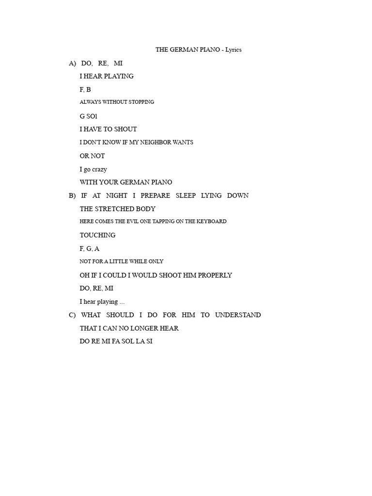 German Piano Lyrics Analysis | PDF