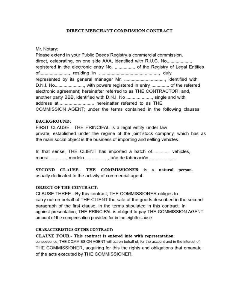 Direct Merchant Commission Contract | PDF | Arbitration | Expense