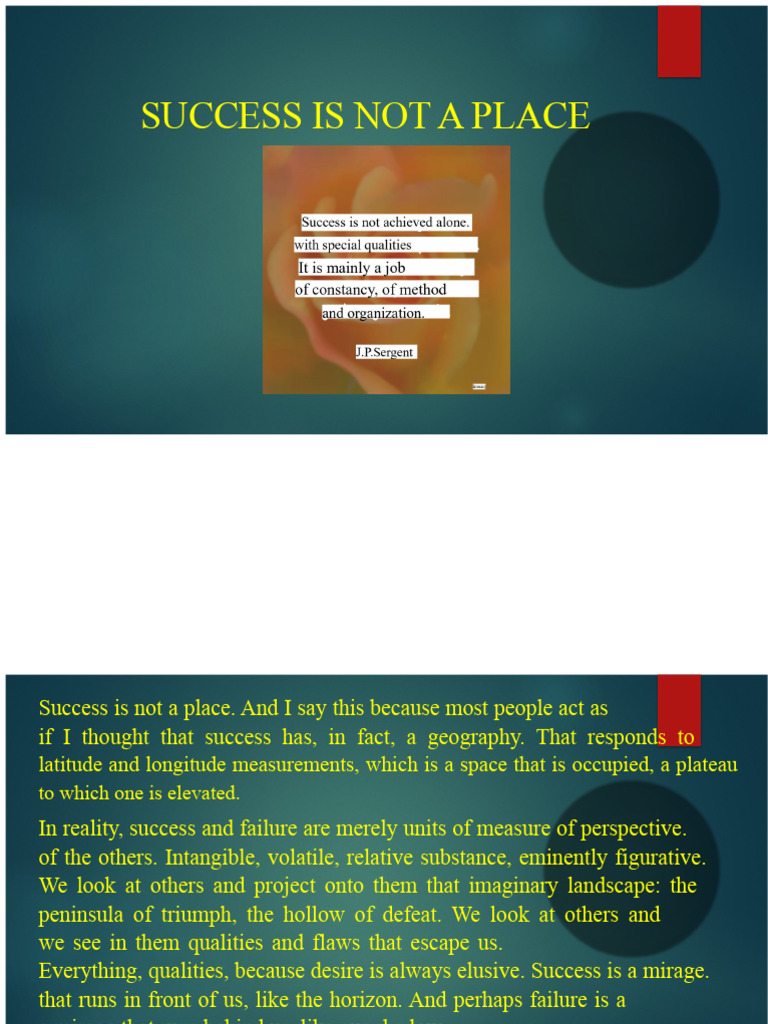 Success Is Not A Place | PDF