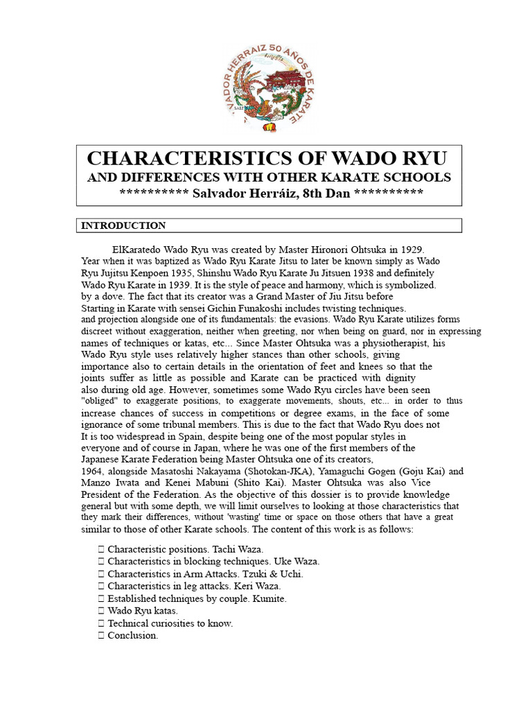 WADO RYU DOSSIER | PDF | Karate | Japanese Martial Arts