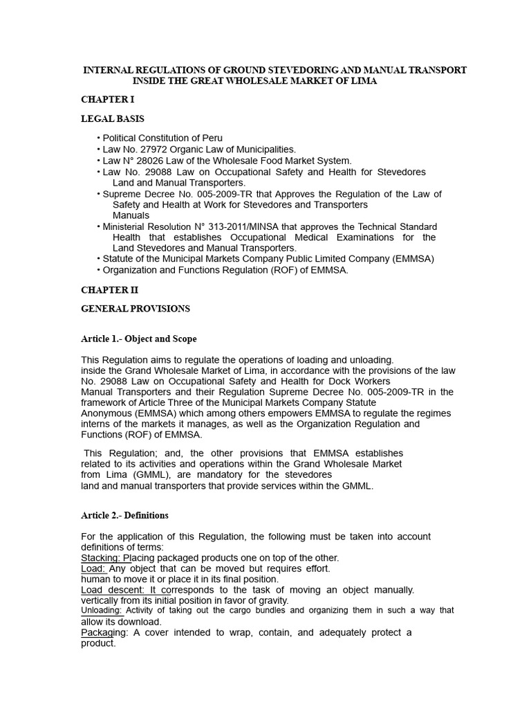 Amended Regulations For Manual Stevedores and Transporters | PDF | Cargo