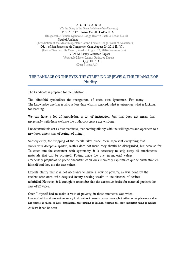 Masonic Initiation: Symbolism Explained | PDF | Spirituality