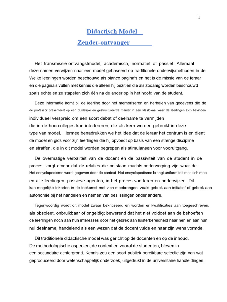 Onderwijsmodel transmissie-ontvangst | PDF