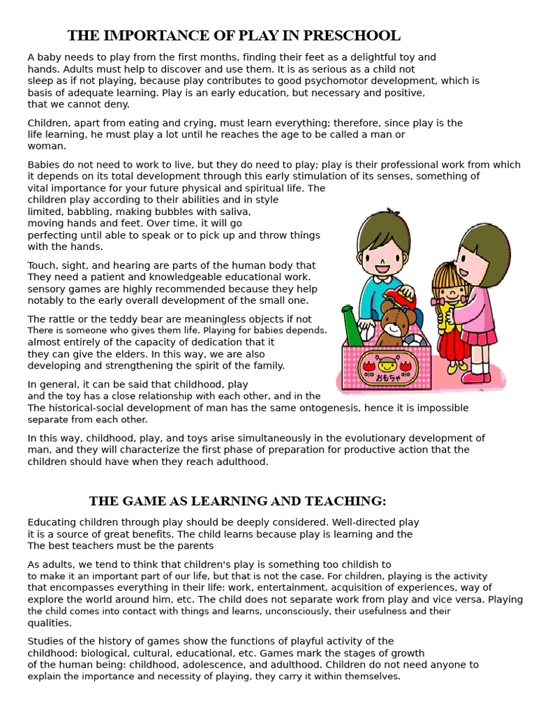 The Importance of Play in Preschool | PDF | Motivational | Motivation