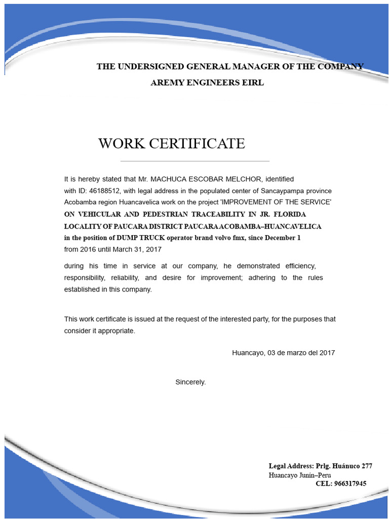 Certificate of Employment J | PDF