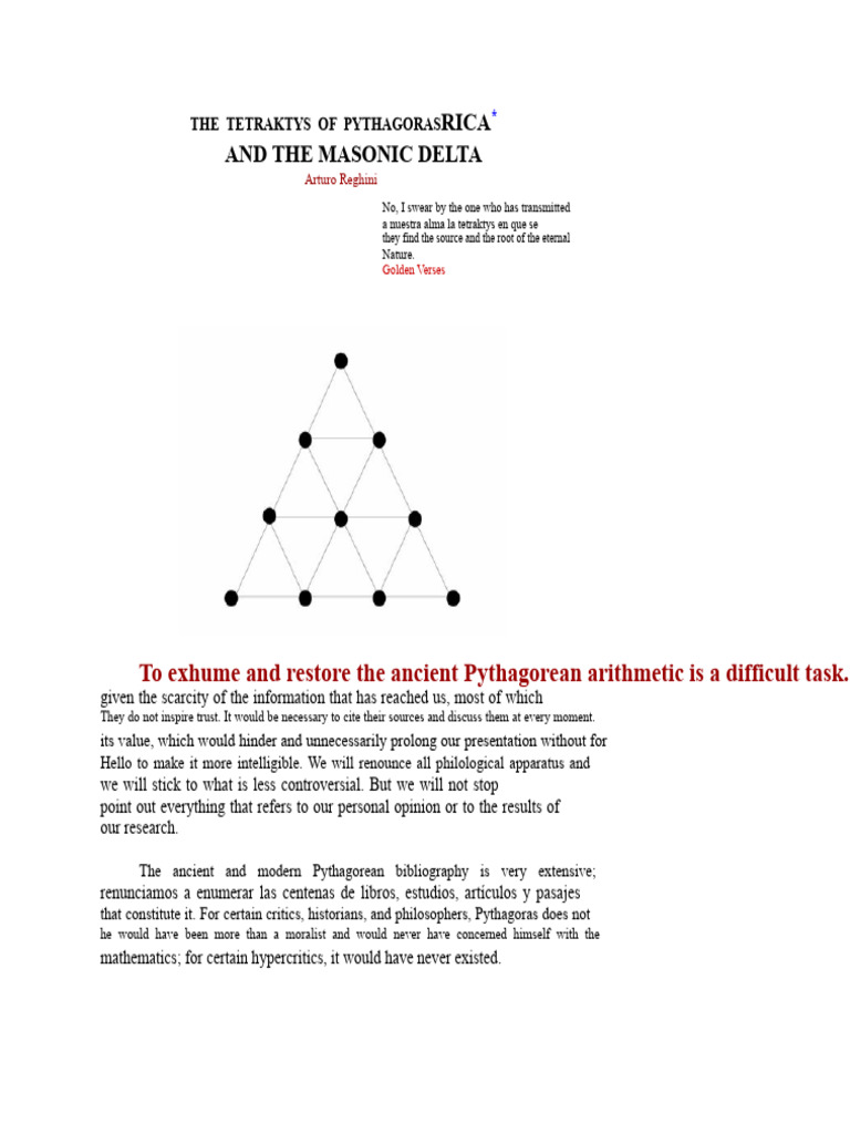Arturo Reghini The Pythagorean Tetraktys and The Masonic Delta | PDF ...