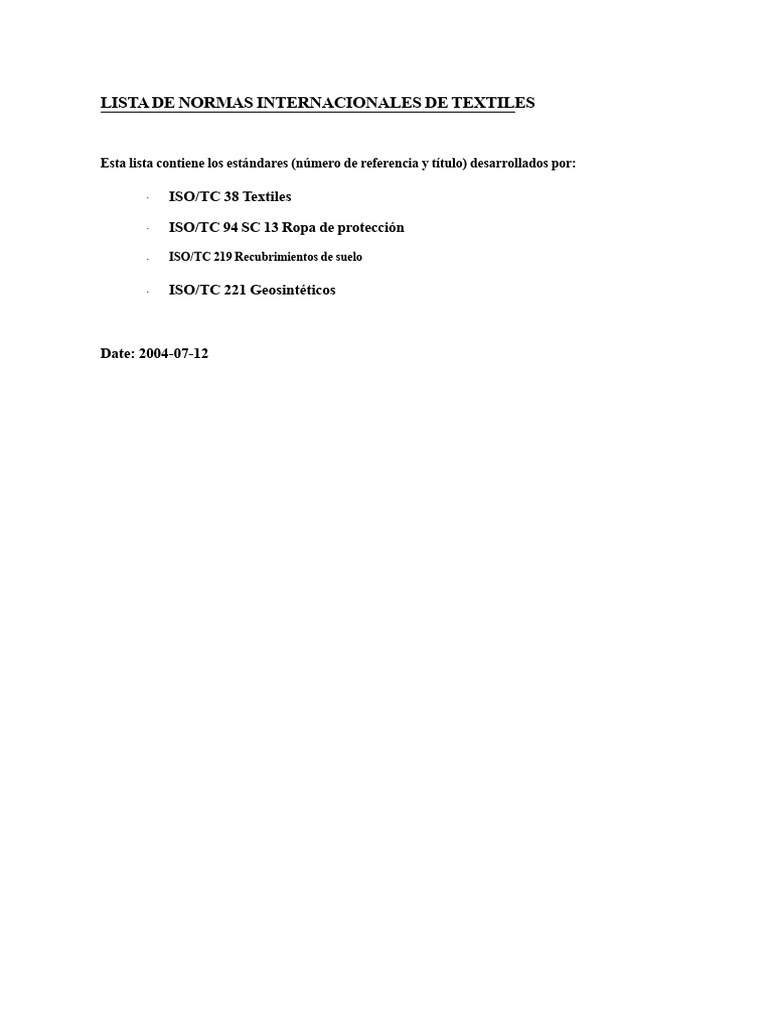 Normas Internacionales de Textiles ISO | PDF | Textiles | Cuerda