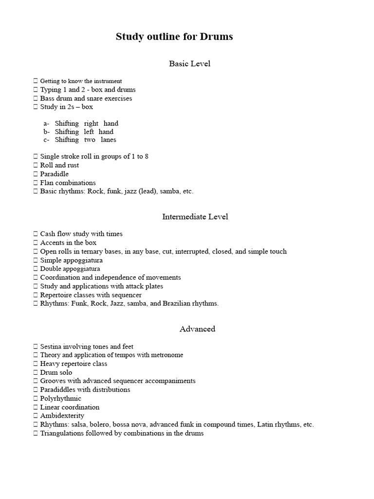 Drum Lesson Planning | PDF