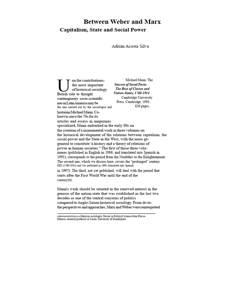 Michael Mann - the sources of social power? | PDF | Sociology | Max Weber