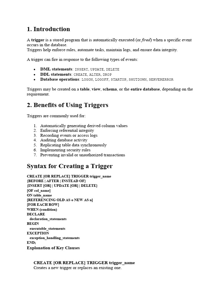 Trigger | PDF | Computer Data | Information Retrieval