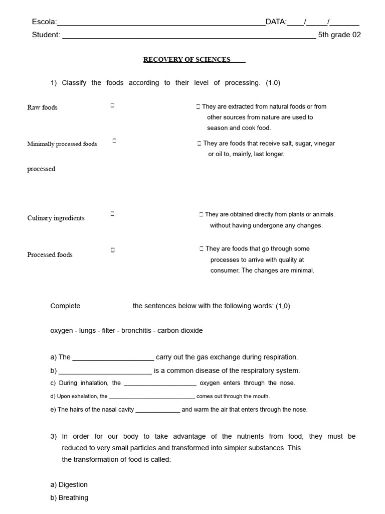 Assessment Science Digestive, Respiratory, and Circulatory Systems 5th ...
