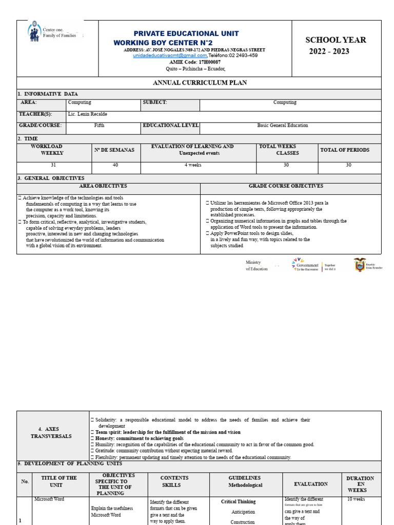 Annual Computing Curriculum Plan 2022-2023 | PDF | Microsoft Excel ...