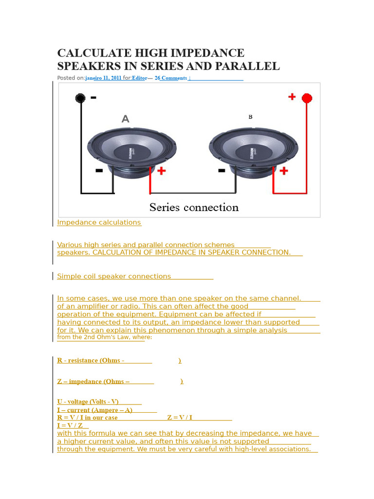 Calculate Speaker Impedance | PDF | Loudspeaker | Series And Parallel ...