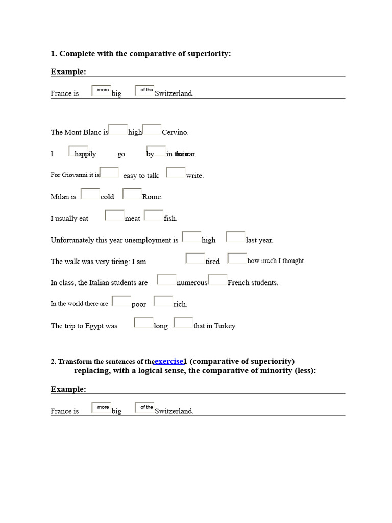 Various Italian exercises | PDF