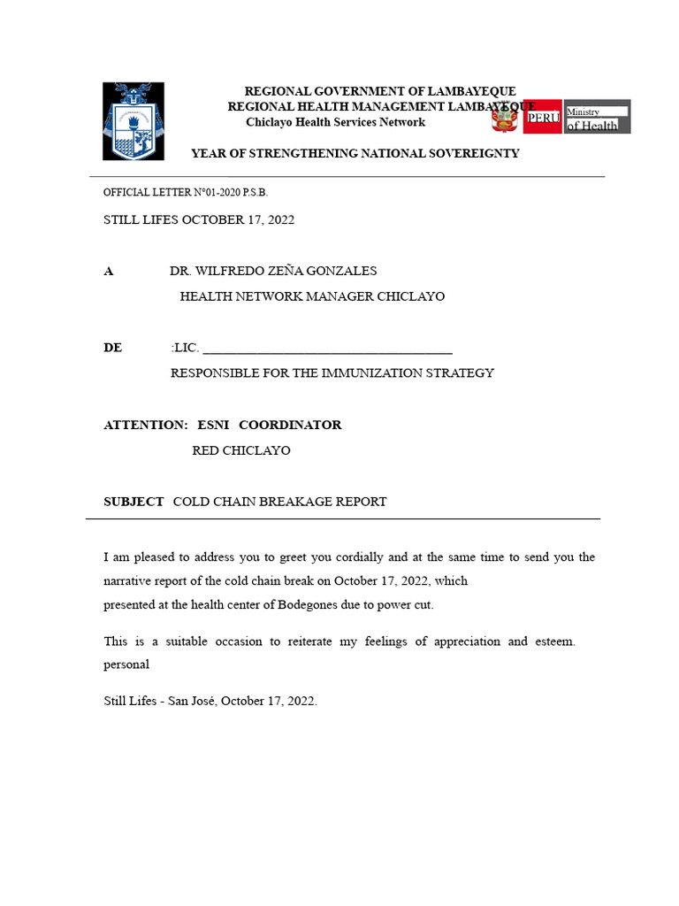 COLD CHAIN BREAK REPORT | PDF