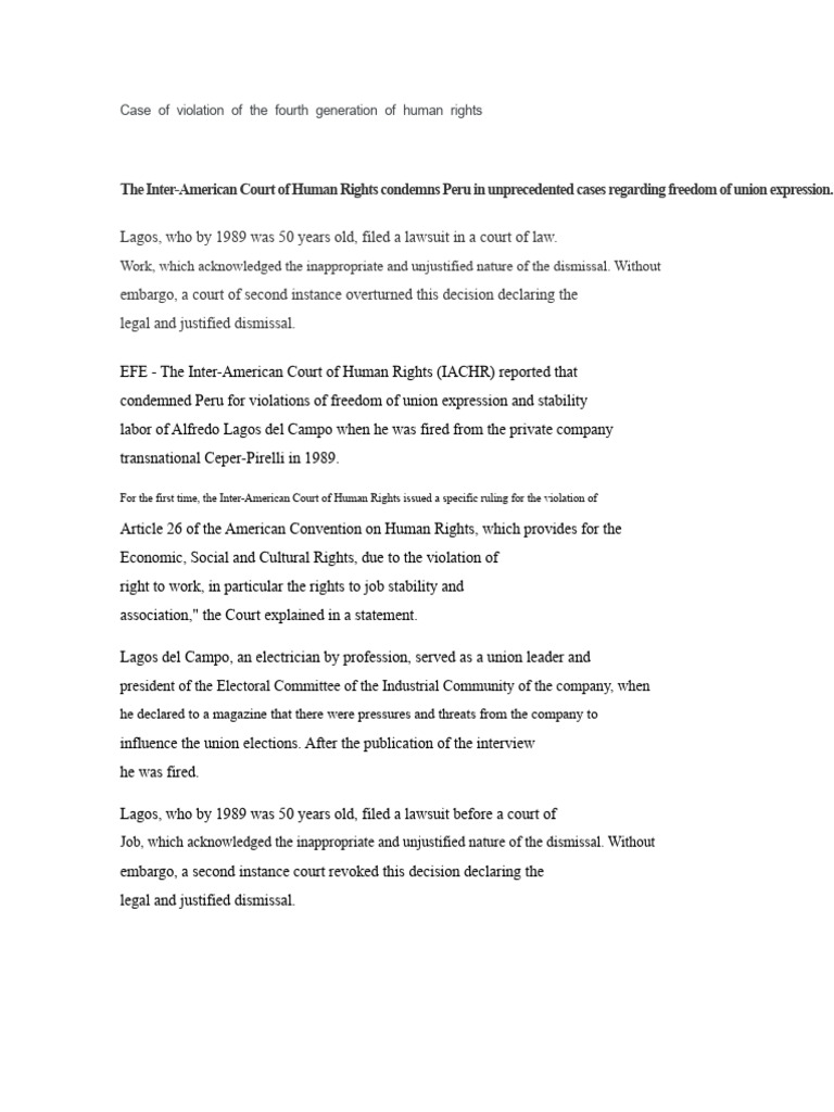 Case of Violation of The Fourth Generation of Human Rights | PDF ...