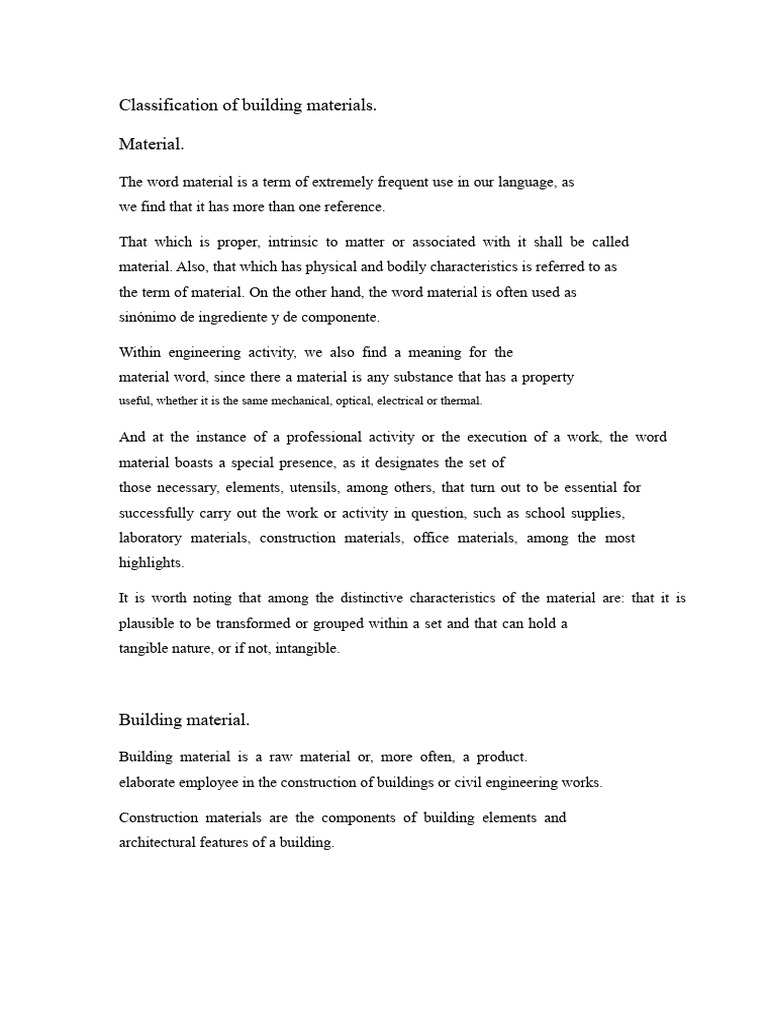 Classification of Construction Materials | PDF | Building Materials ...