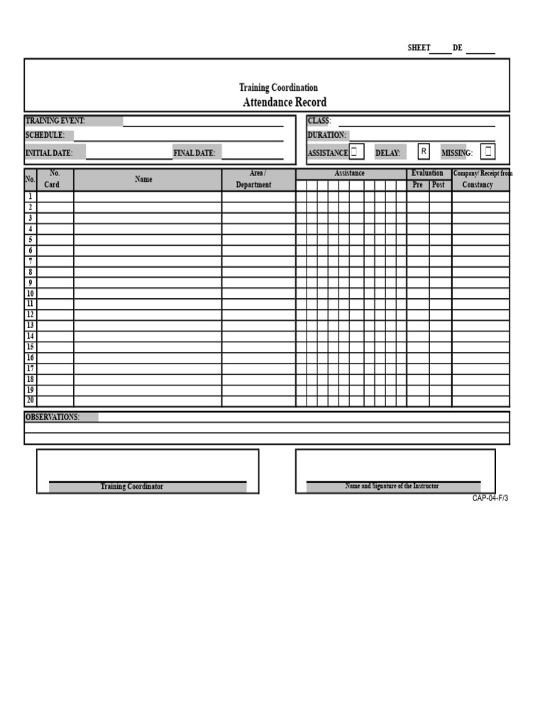 Training Attendance Record Template | PDF