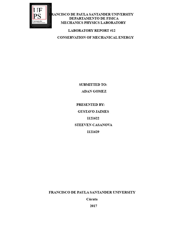 Laboratory 12 Conservation of Mechanical Energy. | PDF | Potential ...