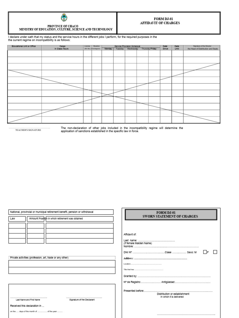 Sworn Statement of Charges Chaco | PDF | Affidavit