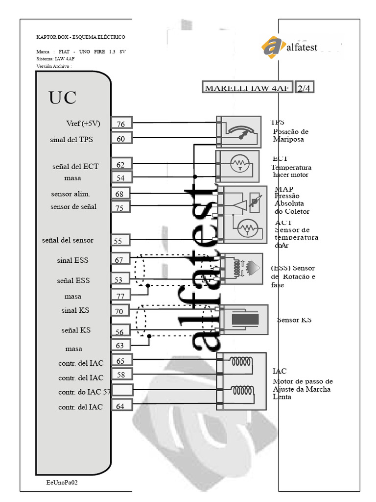 Esquema Eléctrico Fiat Uno Fire 1.3 | PDF