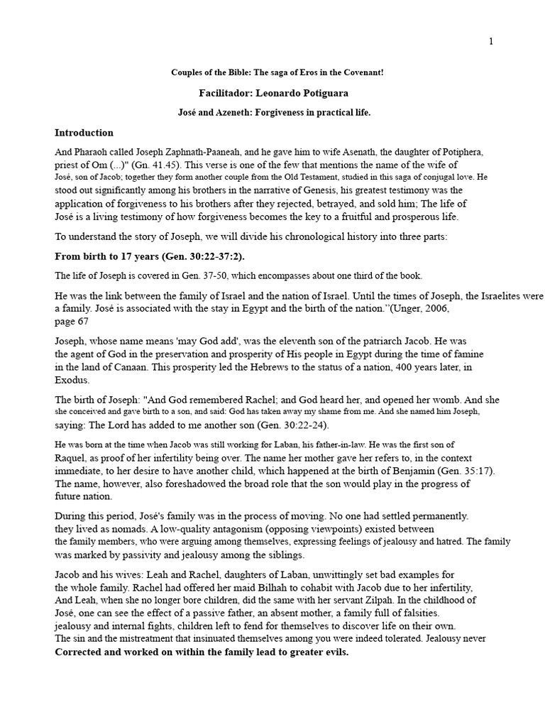 Biblical Couples: Joseph and Asenath's Story | PDF | Rachel | Jacob