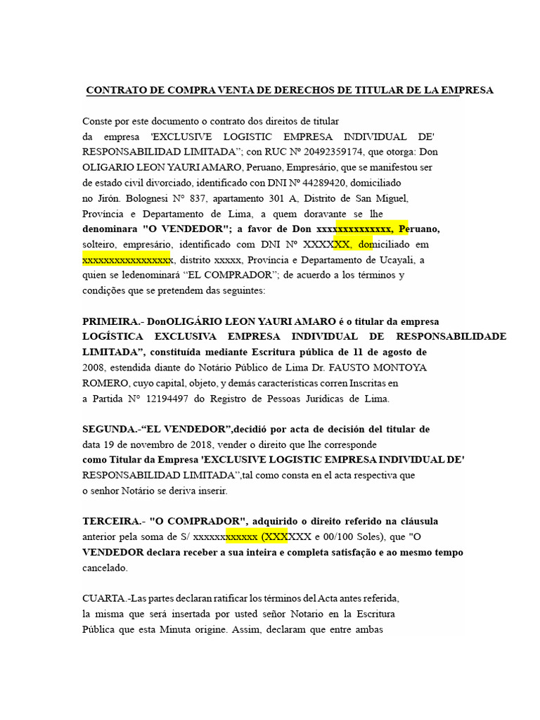 CONTRATO DE COMPRA E VENDA | PDF | Lima | Justiça