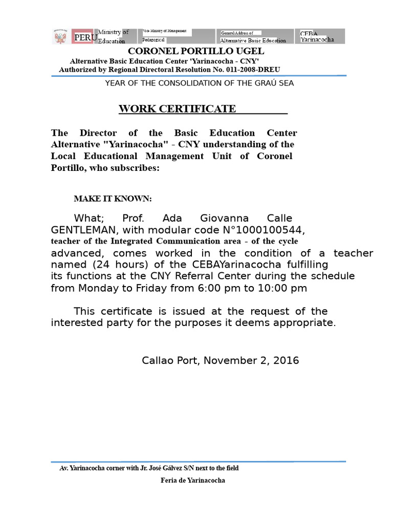 Work Certificate | PDF