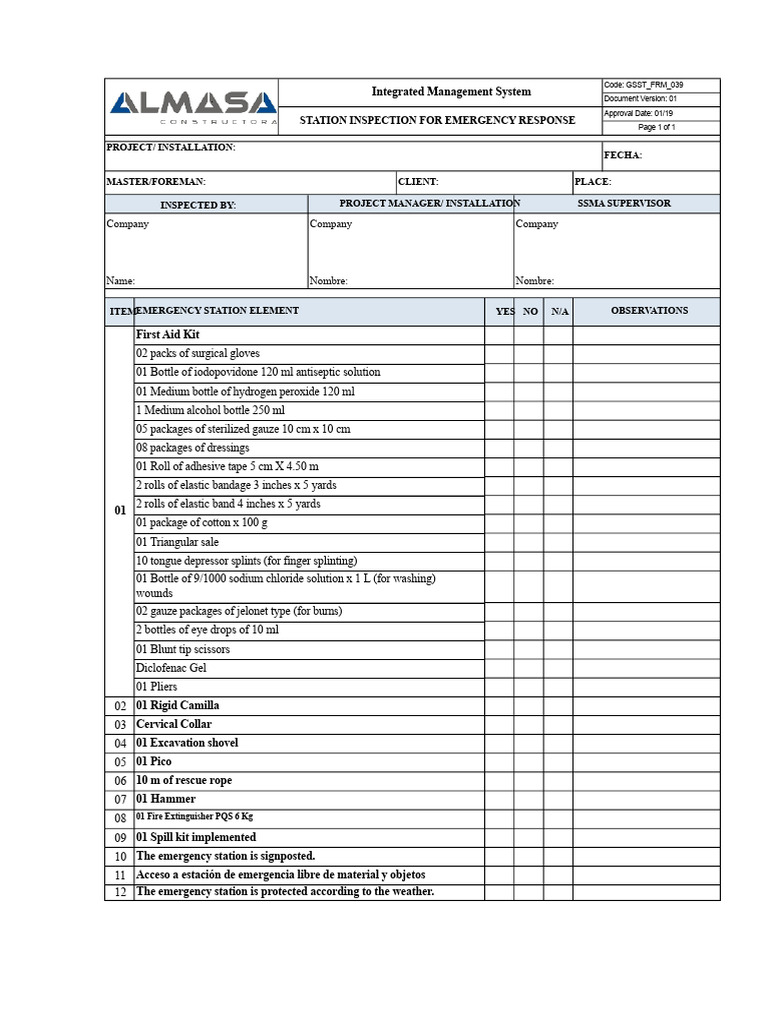 GSST - FRM - 039-Emergency Station Inspection | PDF
