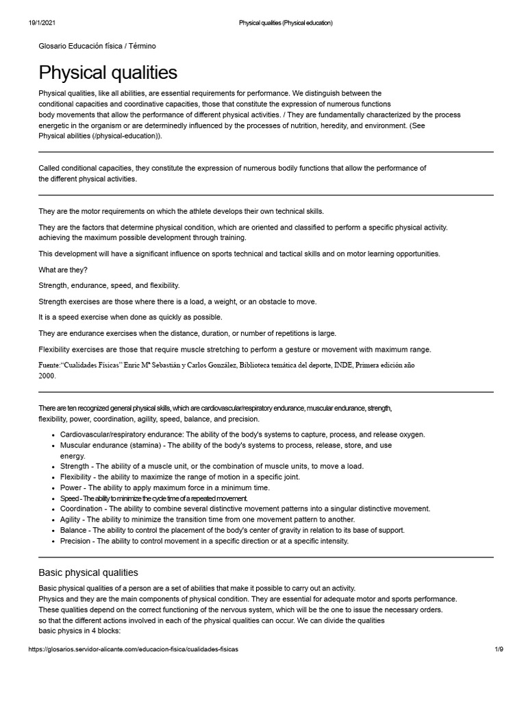 Physical qualities (Physical Education) | PDF | Strength Training ...