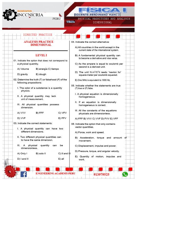 Dimensional Analysis in Physics Practice | PDF | Physical Quantities ...