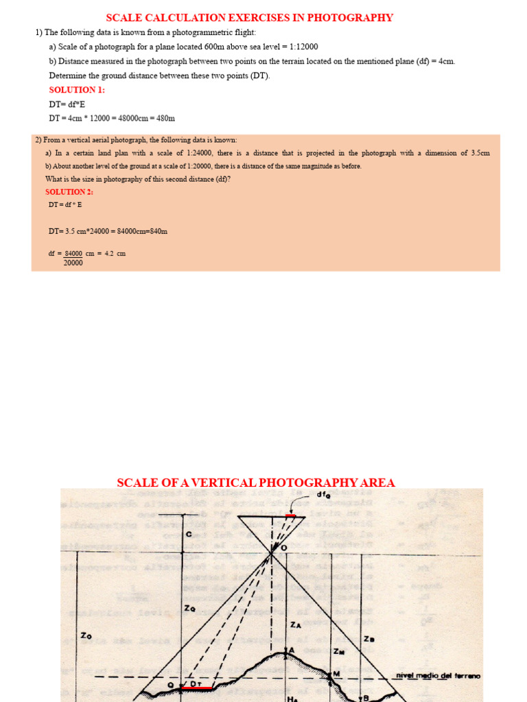 Scale Calculations in Photography Exercises | PDF | Sea Level | Aerial ...