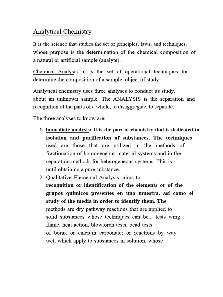 Immediate and qualitative analysis | PDF | Analytical Chemistry ...