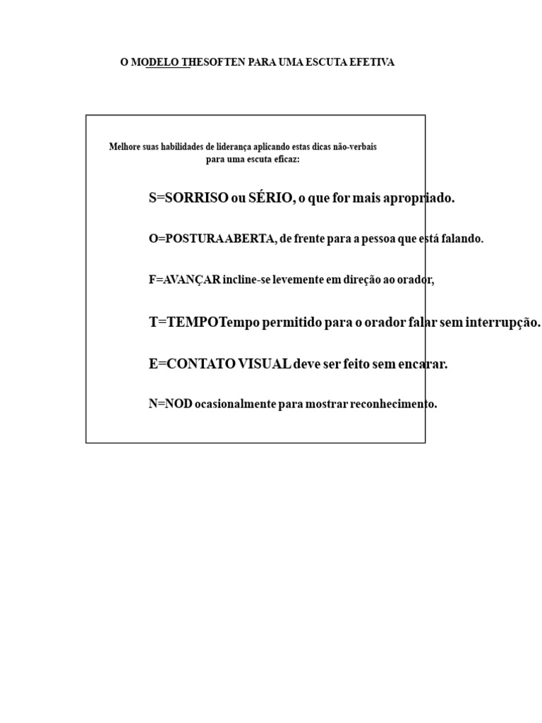 O Modelo Soften para Escuta Eficaz | PDF | Liderança