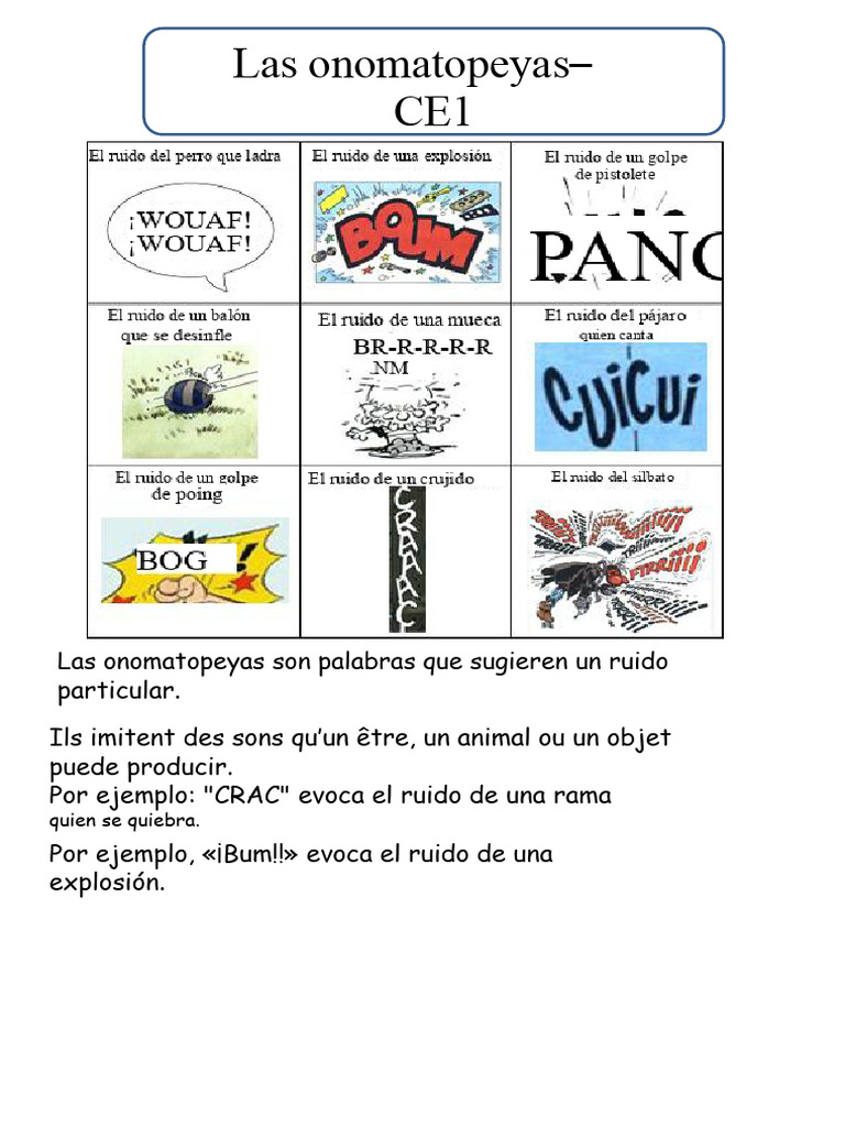 Onomatopeyas: Ejemplos y Actividades | PDF