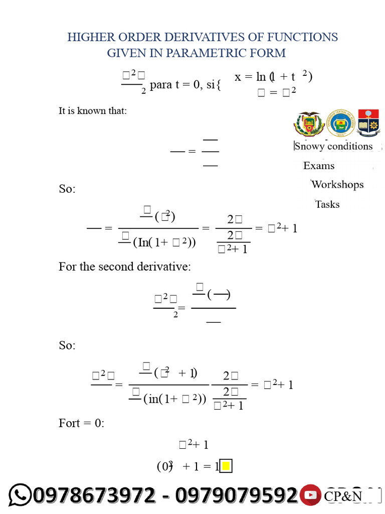 Higher order derivatives of functions given in parametric form | PDF