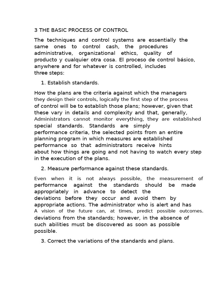 Basic Control Process in Management | PDF