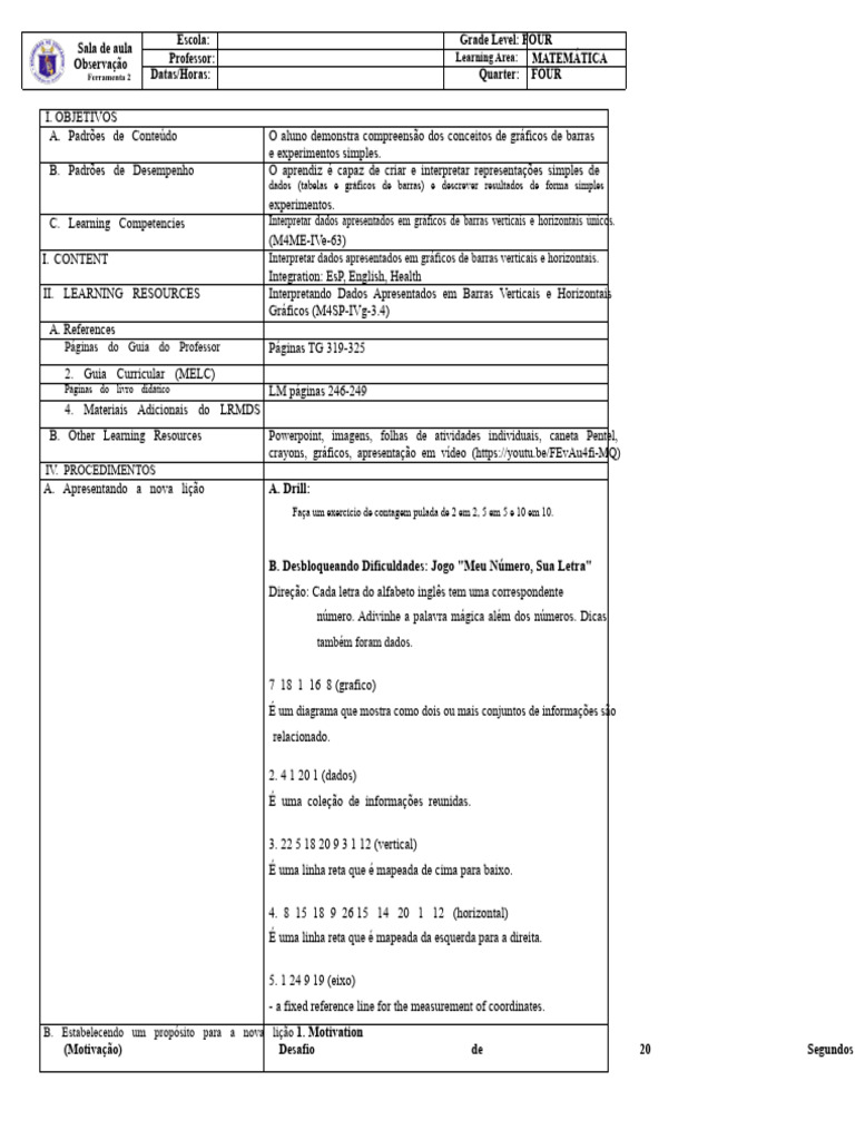 Interpretação de Gráficos de Barras em Matemática | PDF | Lição