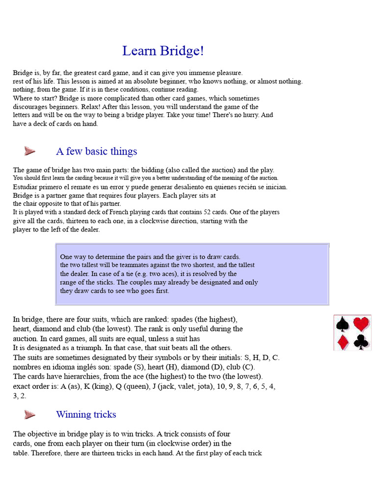 Basic Bridge Course (Richard Pavlicek).pdf | PDF | Contract Bridge ...