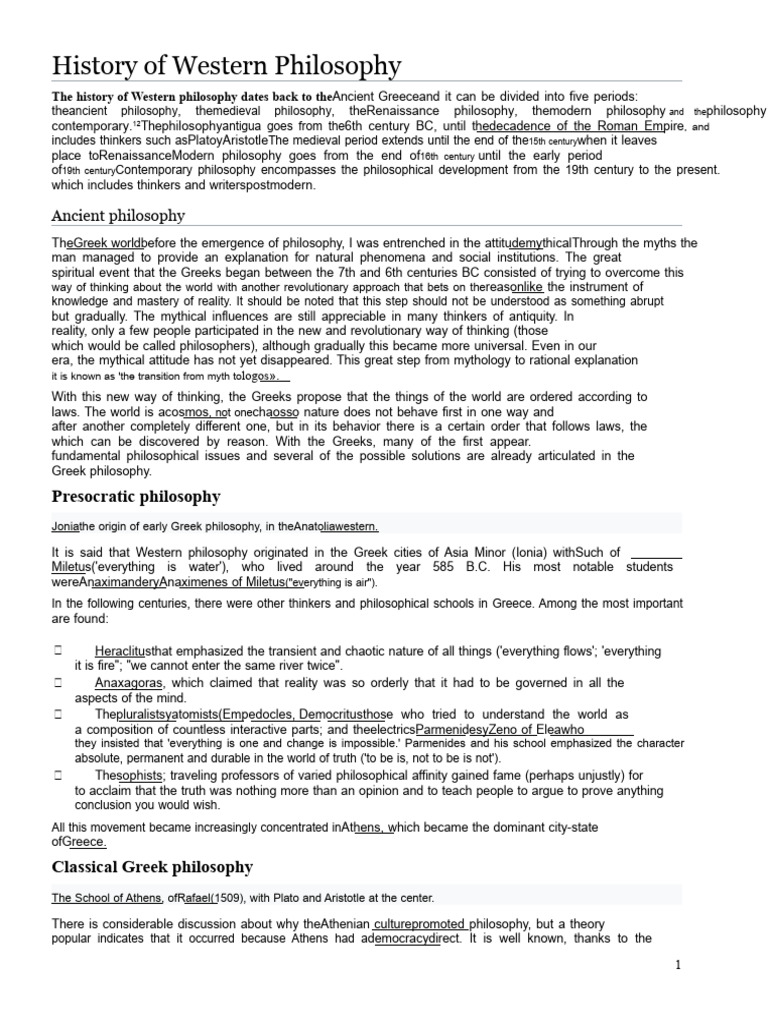Overview of Western Philosophy History | PDF | Socrates | Ancient Greek ...