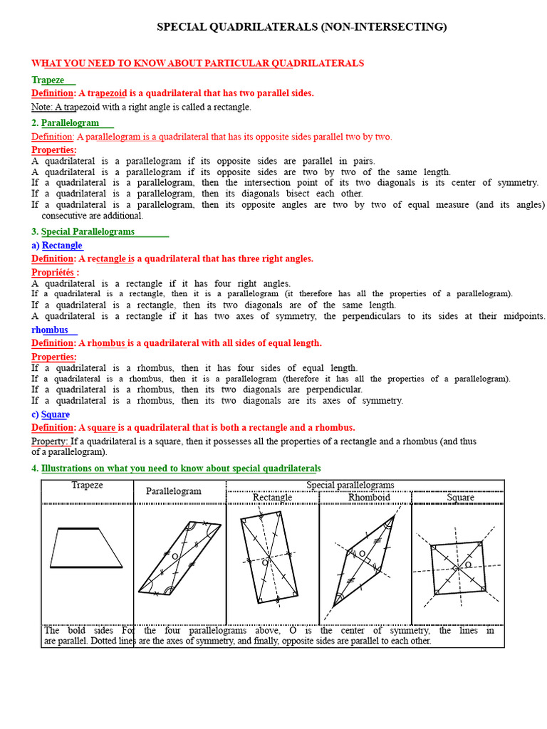 Understanding Special Quadrilaterals | PDF | Rectangle | Geometric Shapes