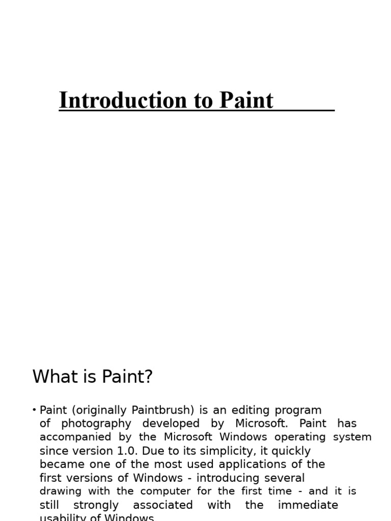 Introduction to Paint | PDF | Microsoft Windows | Computing Platforms