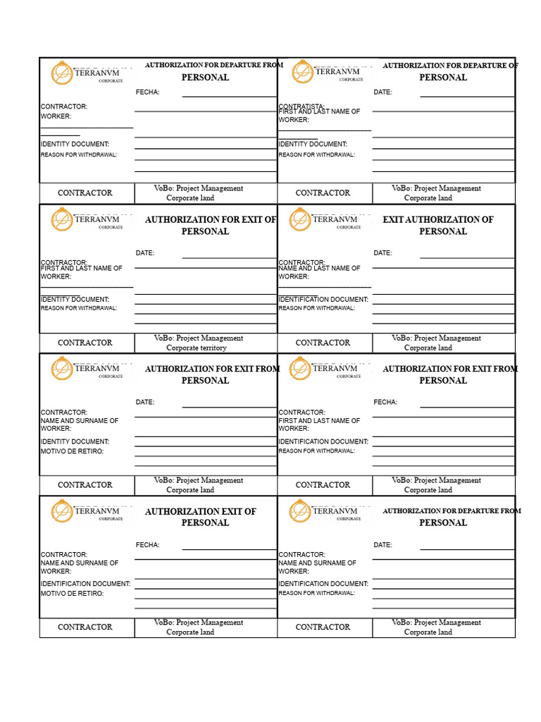 Employee Exit Authorization Format | PDF | Privacy | Security Technology