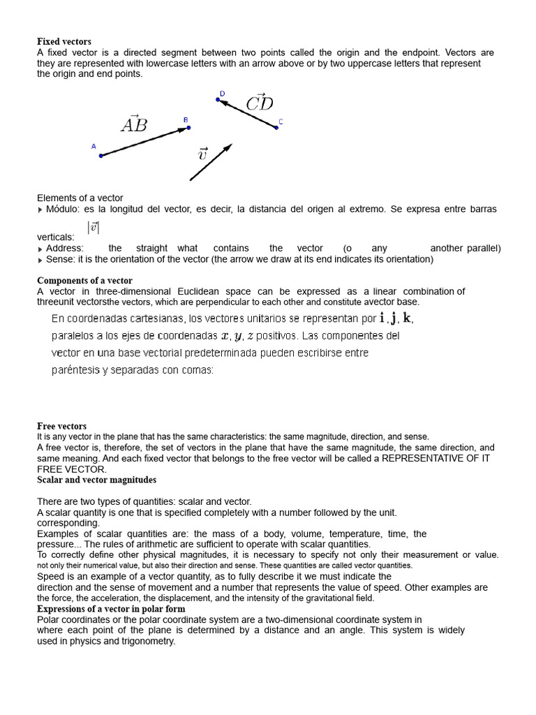 Understanding Fixed and Free Vectors | PDF | Euclidean Vector | Vector ...