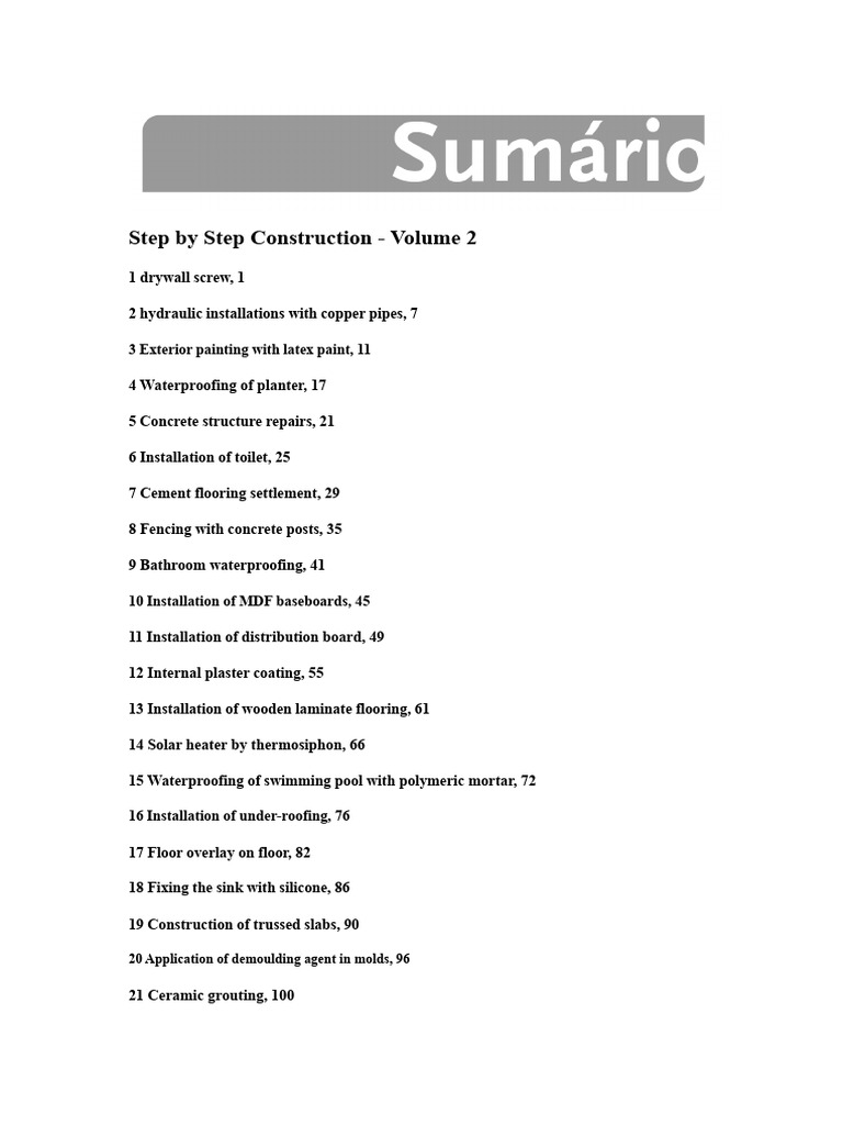 Construction Step by Step Vol 2 Summary | PDF
