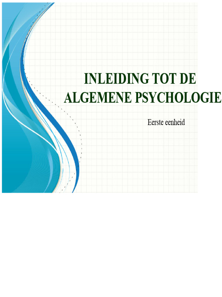 inleiding tot de algemene psychologie | PDF