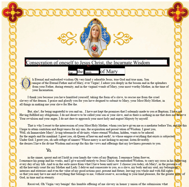 Scroll of Consecration | PDF | Mary, Mother Of Jesus | Glory (Religion)