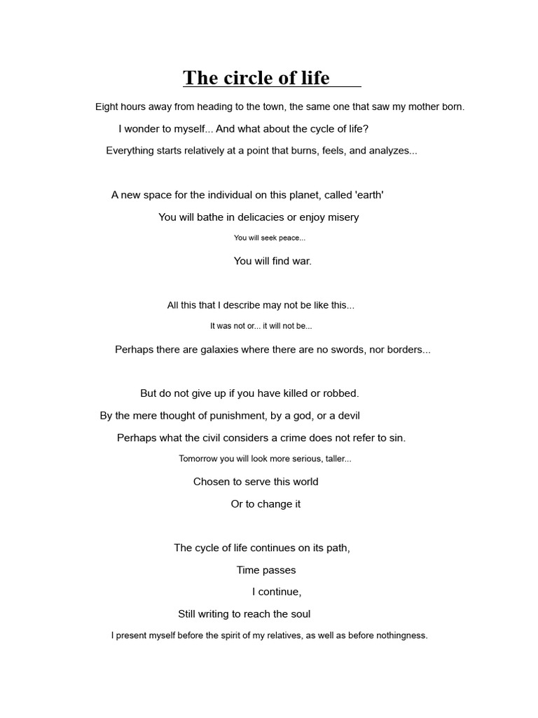 The Cycle of Life (Poetry) | PDF | Religious Belief And Doctrine