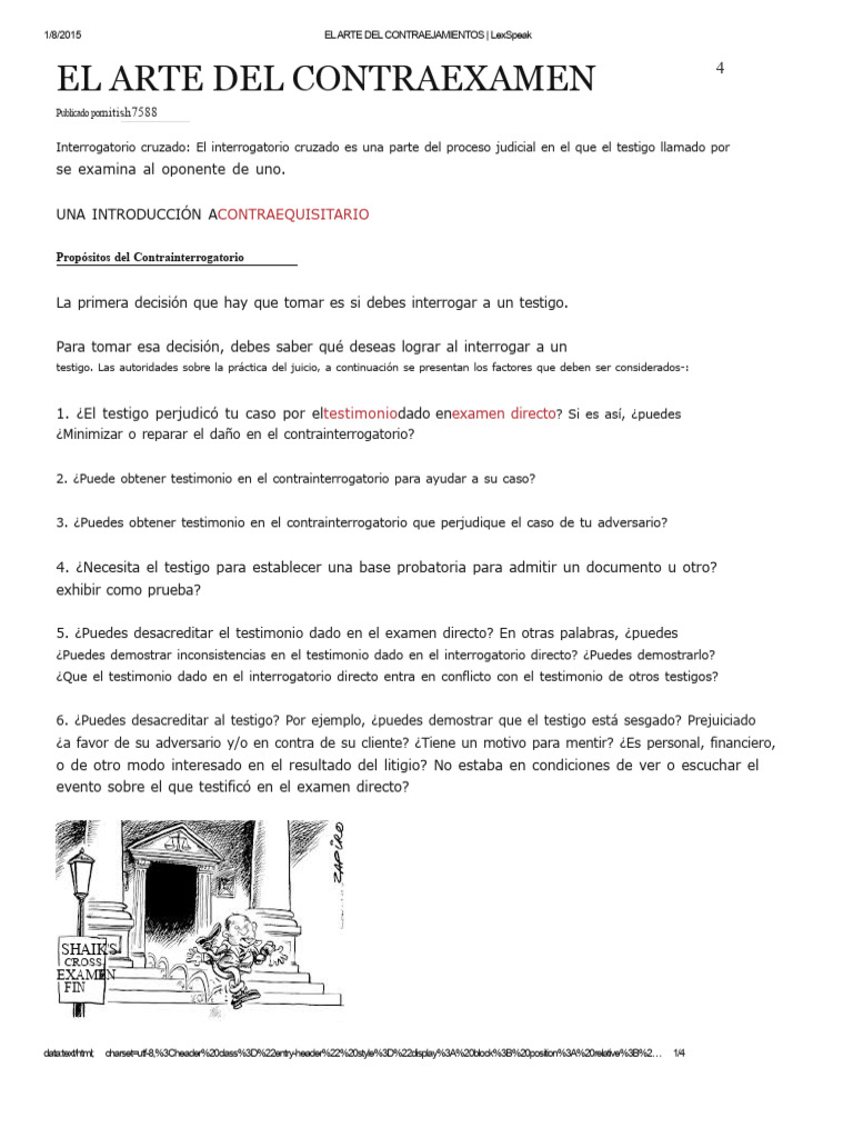 El arte del contraexamen _ Lexspeak | PDF | Testigo | Testimonio