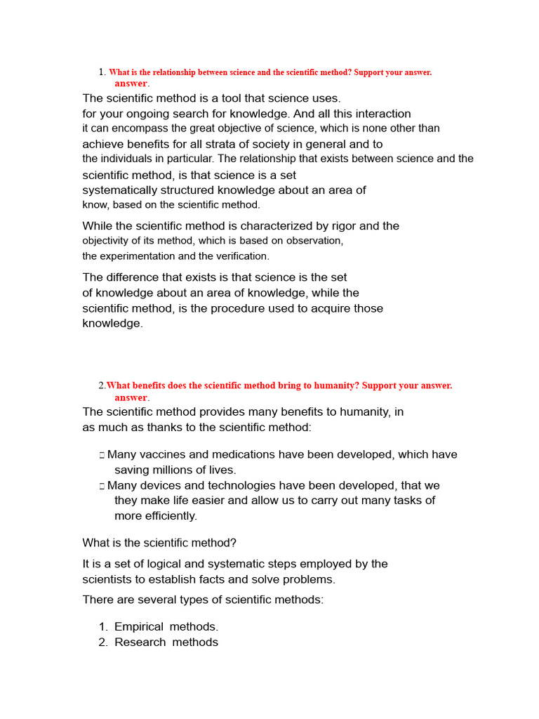 What Relationship Exists Between Science and the Scientific Method (1 ...